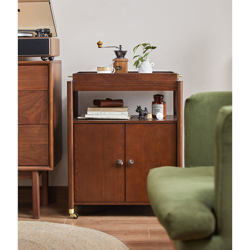 Corrigan Studio® 29.13" Walnut Standard Solid Wood Bar Carts | Wayfair